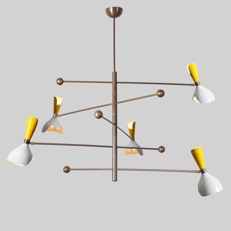 Italian Style Five-Arms Ten Lights Brass Sputnik Chandelier Light ...