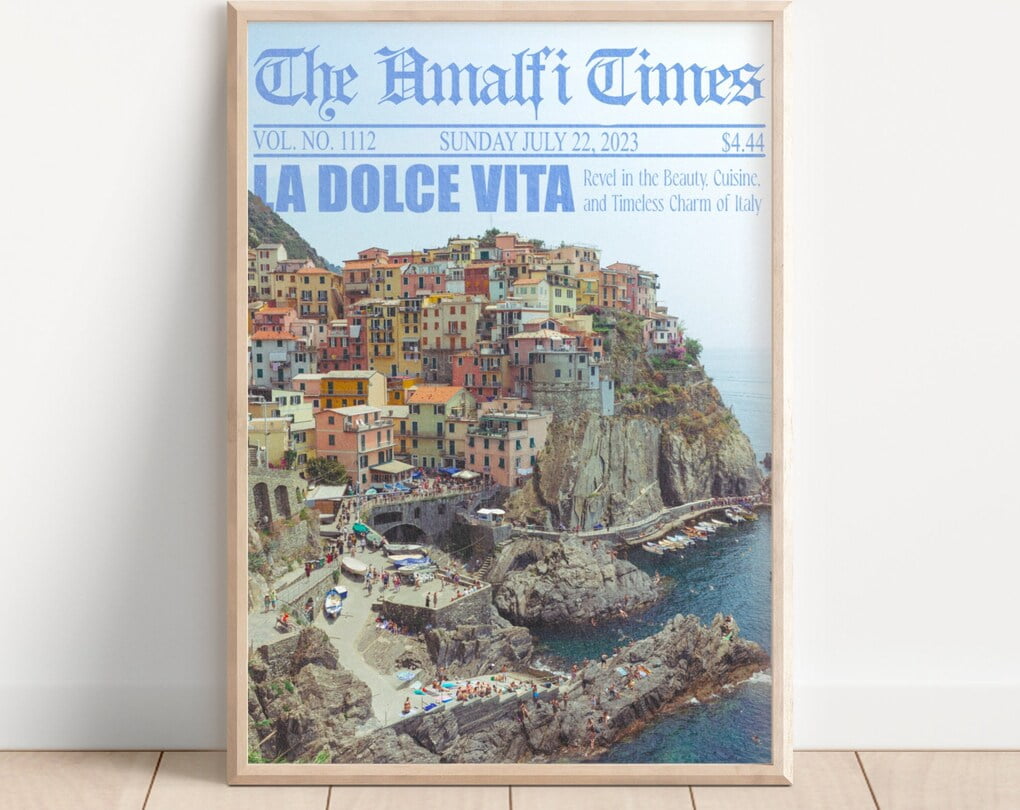 Italian Summer Newspaper Print Trendy Wall Art Tomato Girl Trend Italy ...