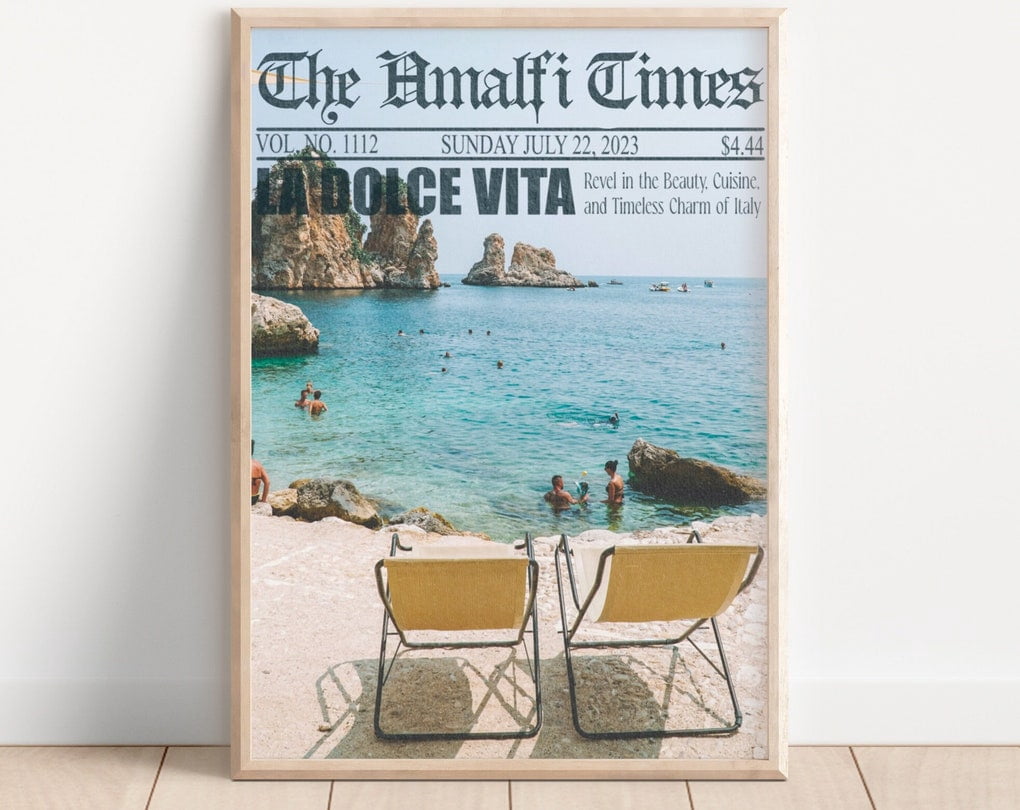 Italian Summer Newspaper Print Trendy Wall Art Tomato Girl Trend Italy ...