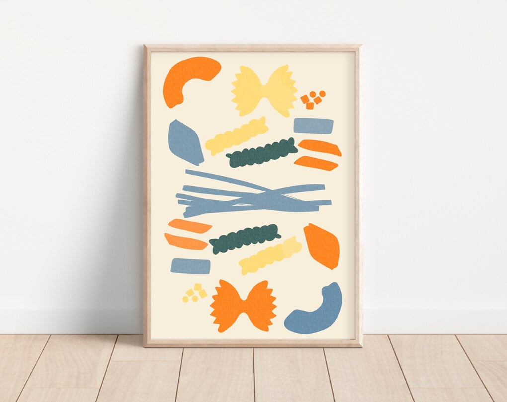 Italian Summer Pasta Print Trendy Spaghetti Wall Art Tomato Girl Trend ...