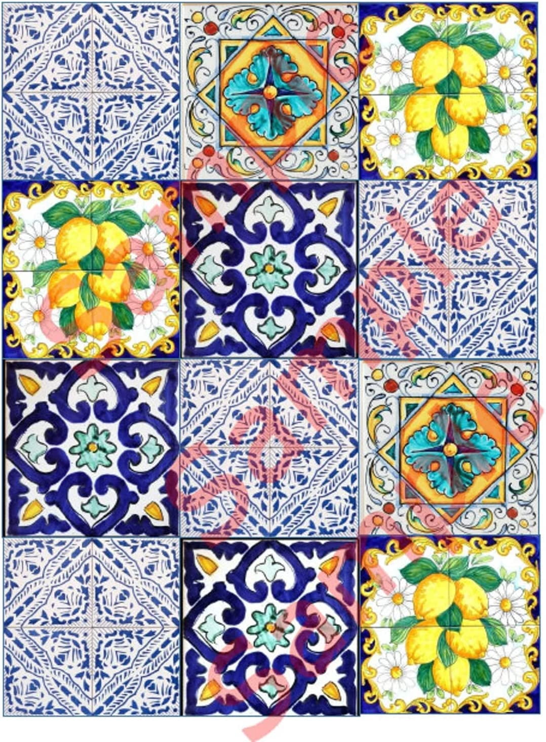 Italian Tile Wedding Favors Tile Edible Cake topper - Walmart.com