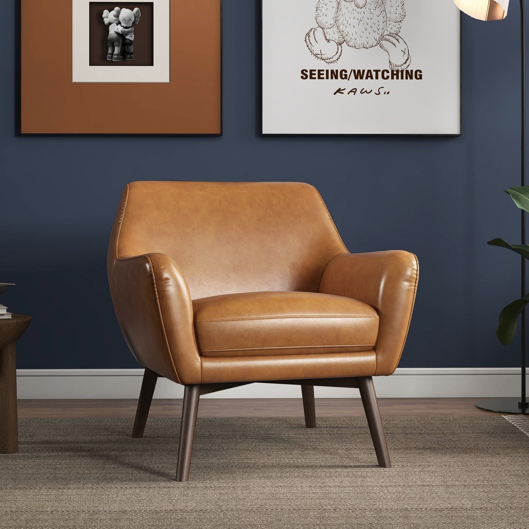 Italian Top Grain Leather Lounge Chair | High Feet Design, Damp Cloth ...