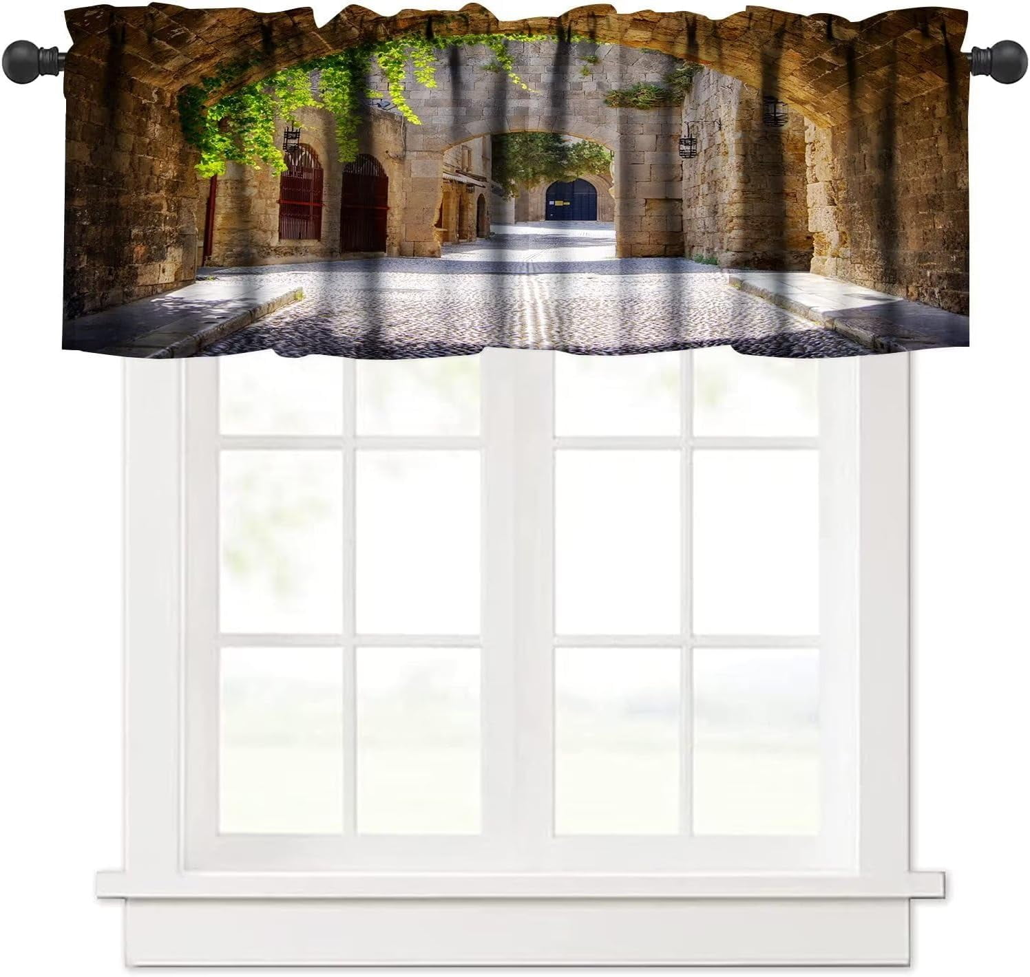 Italian Tuscan Valance Curtain Italian Street in A Small Provincial ...