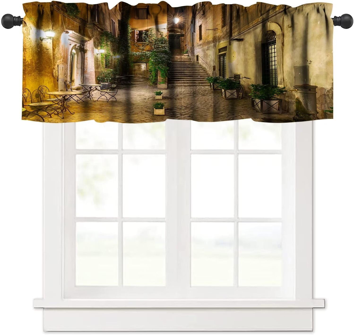 Italian Valances Curtains Old Courtyard Rome Italy Cafe Chairs City ...