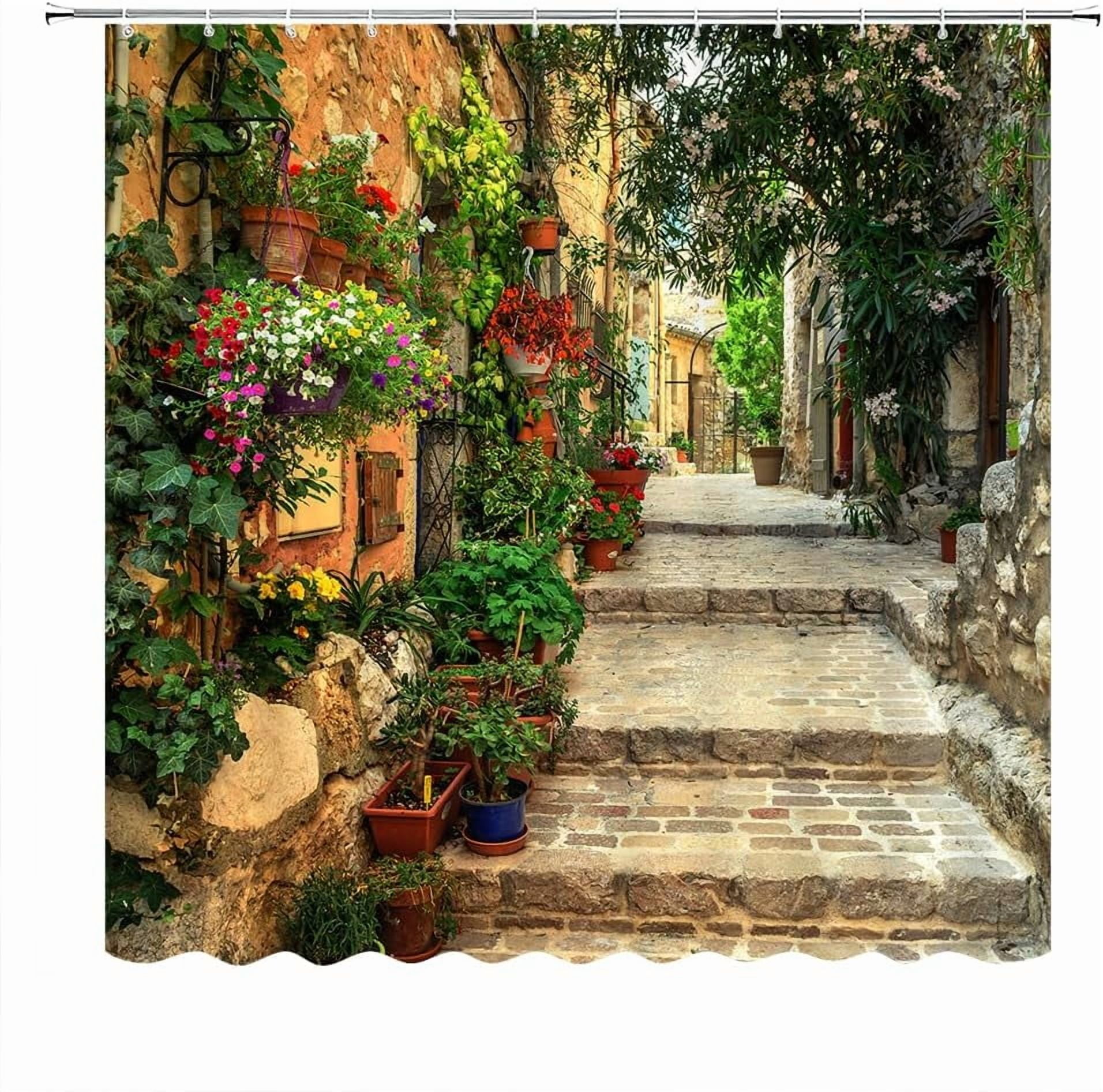 Italian Village Theme Shower Curtain Italy Old Stone Rock Houses Style ...