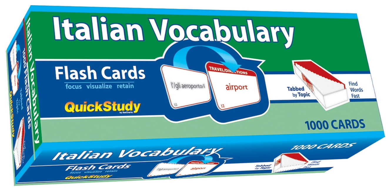 Italian Vocabulary Flash Cards (1000 Cards) : A Quickstudy Reference ...