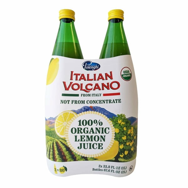 Italian Volcano Organic 100% Lemon Juice, 33.8 fl oz, 2-count - Walmart.com