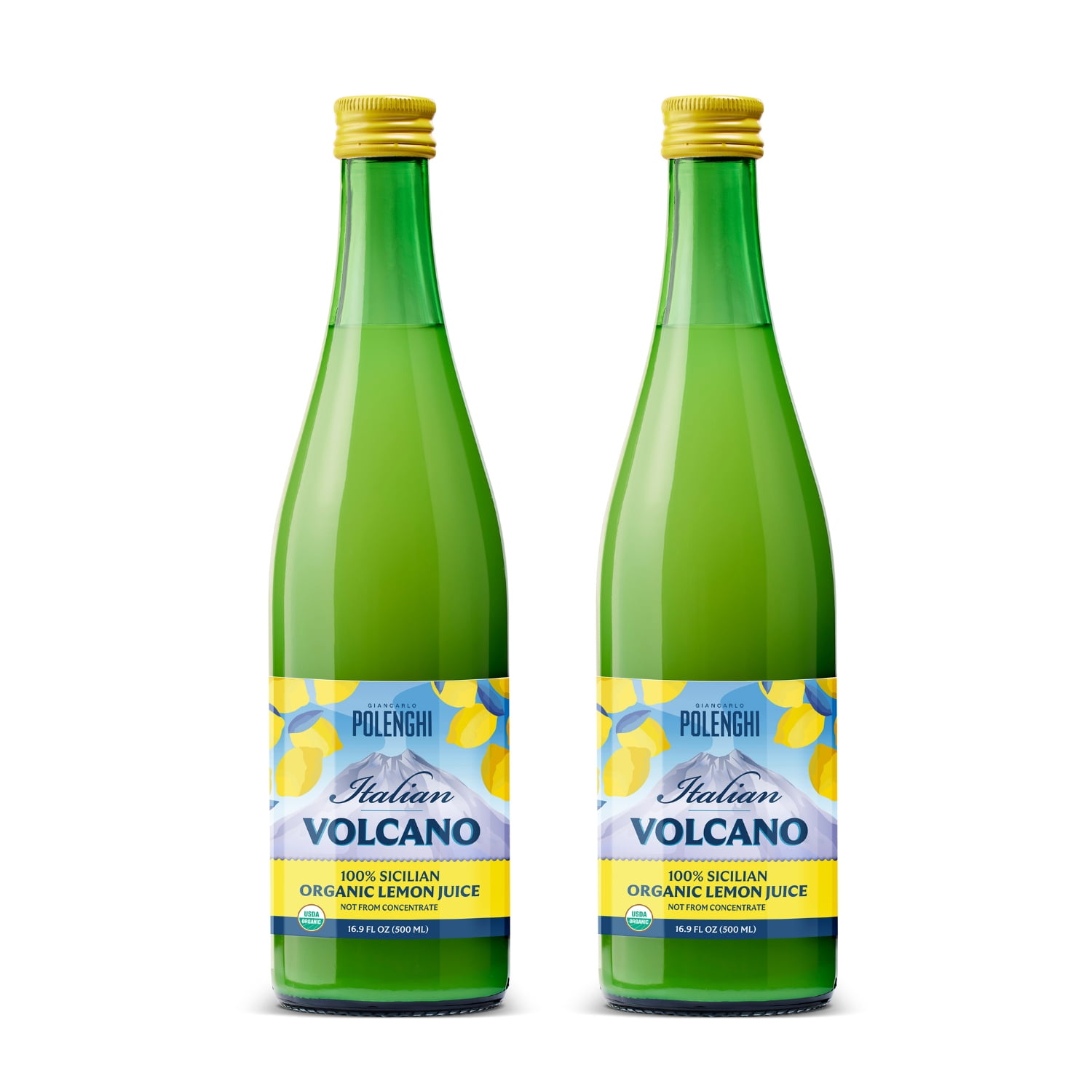 Italian Volcano Organic Lemon Juice, 500ml Bottles, 2-Pack, Sicilian ...