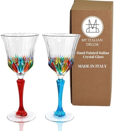 Italian Wine Glasses, Demi Collection, Set of 2, 8 OZ Glasses, Hand ...