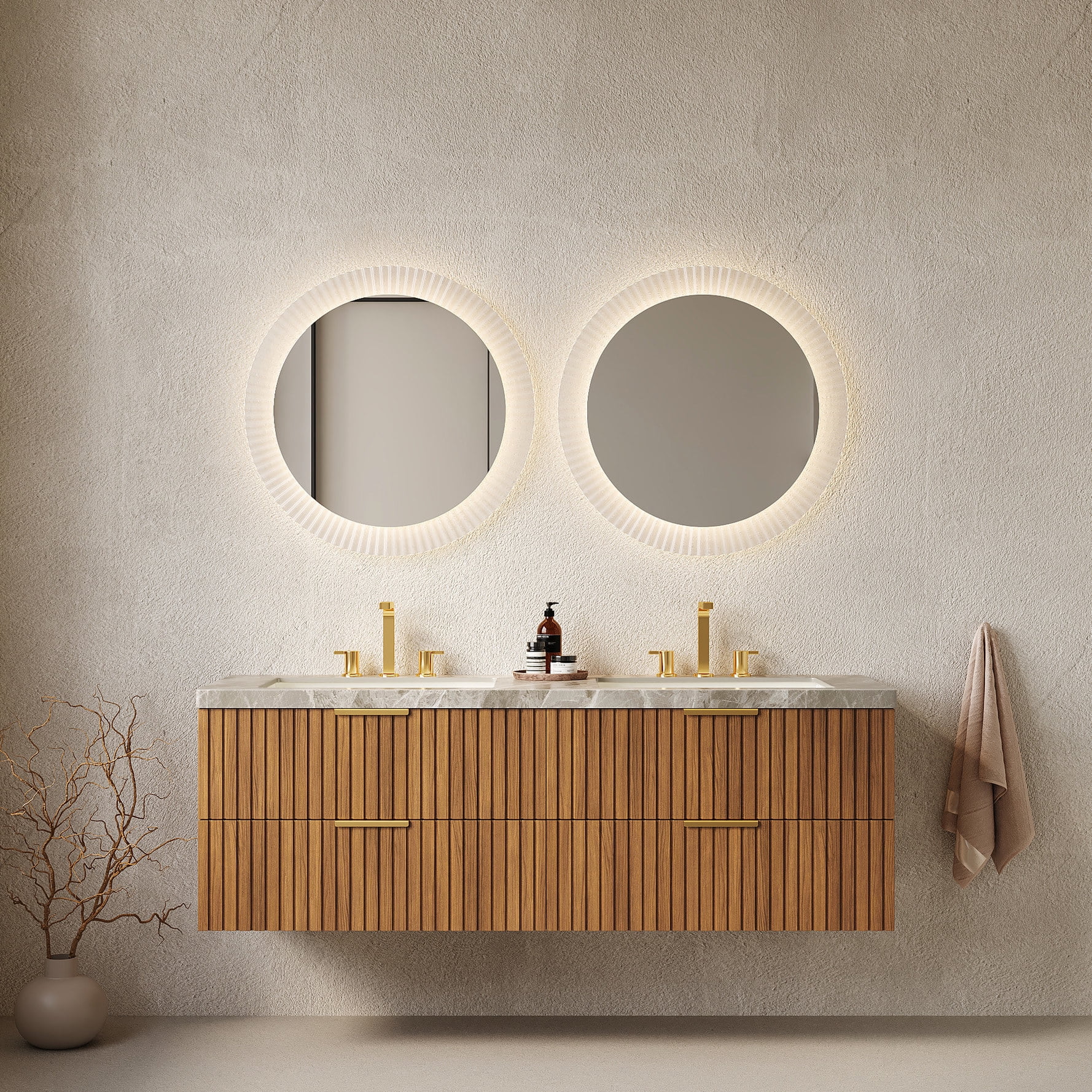 Italian-style Sintered Stone Countertop, Double Basins, Extra Storage ...