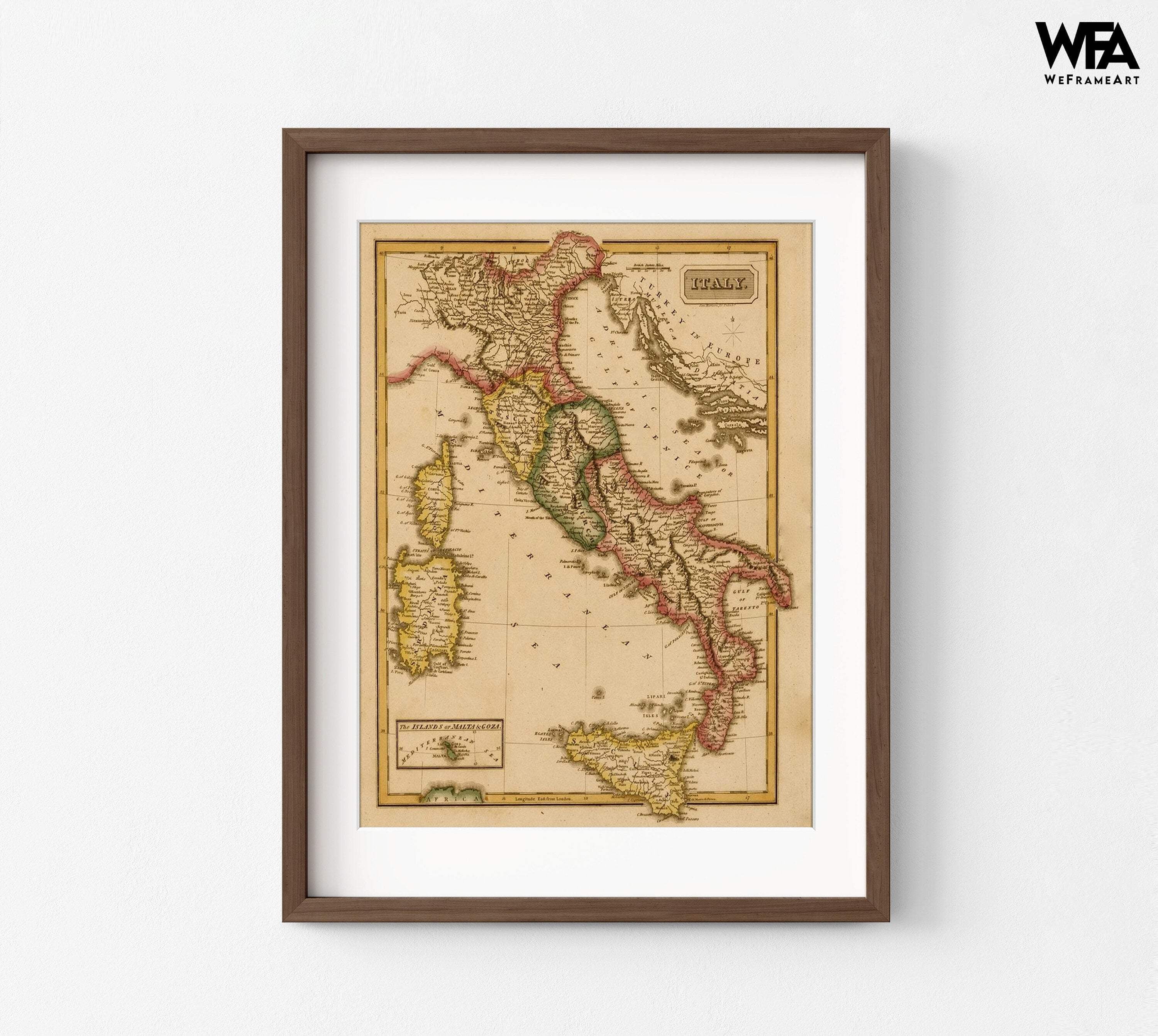Italy 1817 by Vintage Maps, Italian Map Print, Antique Map Of Italy ...