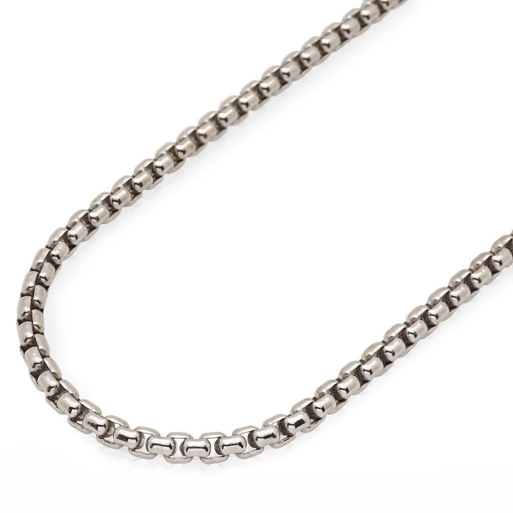 Italy 925 Sterling Silver 4mm Round Box Link Chain Necklace 28 ...