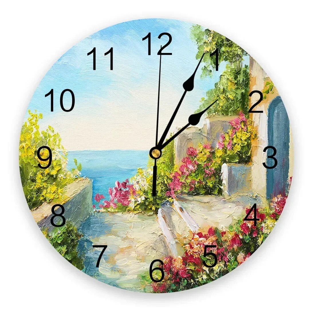 Italy Ancient Arch Garden Printed Wall Clock Modern Silent Clock Living ...