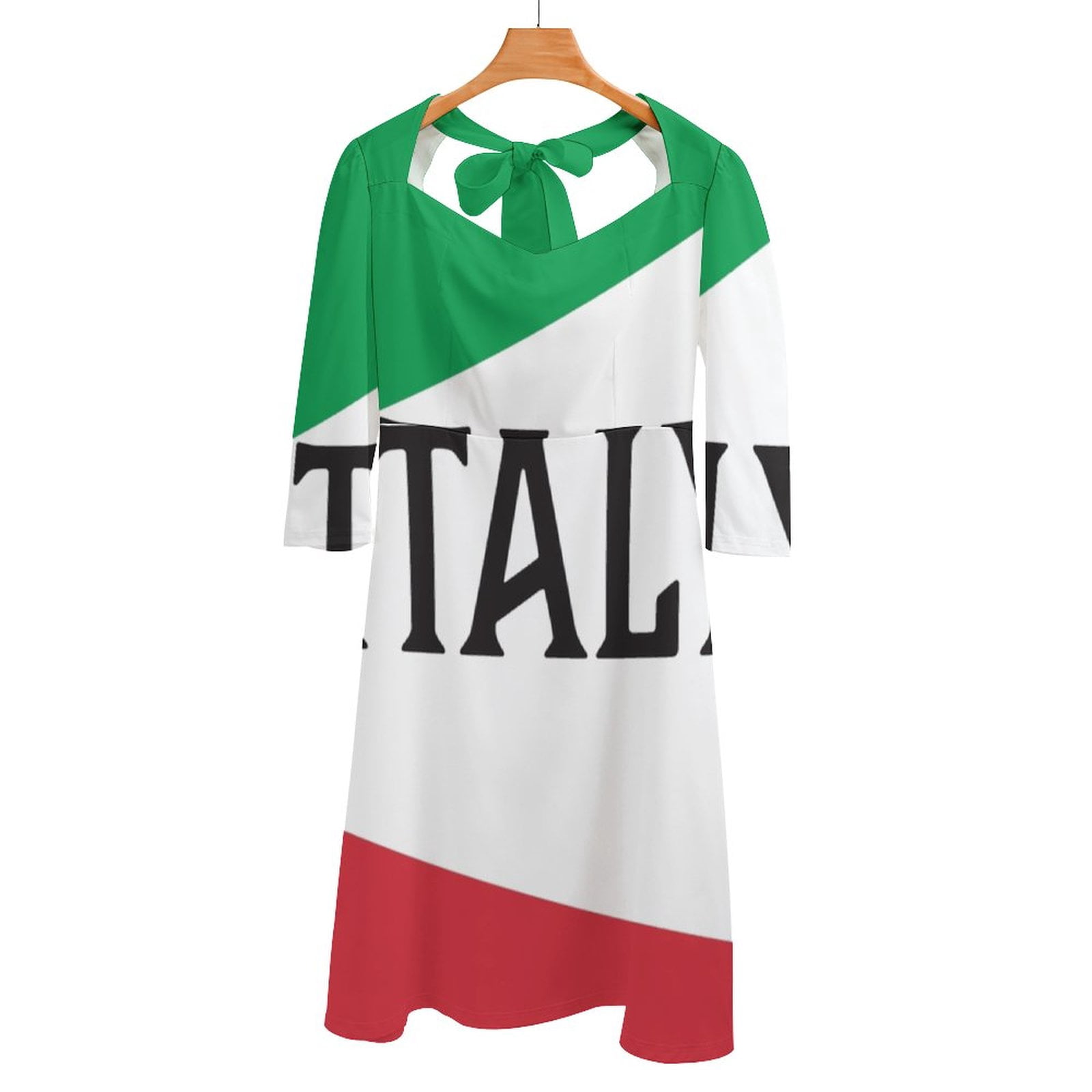 Italy Back Lacing Backless Dress Square Neck Dress Fashion Printed ...