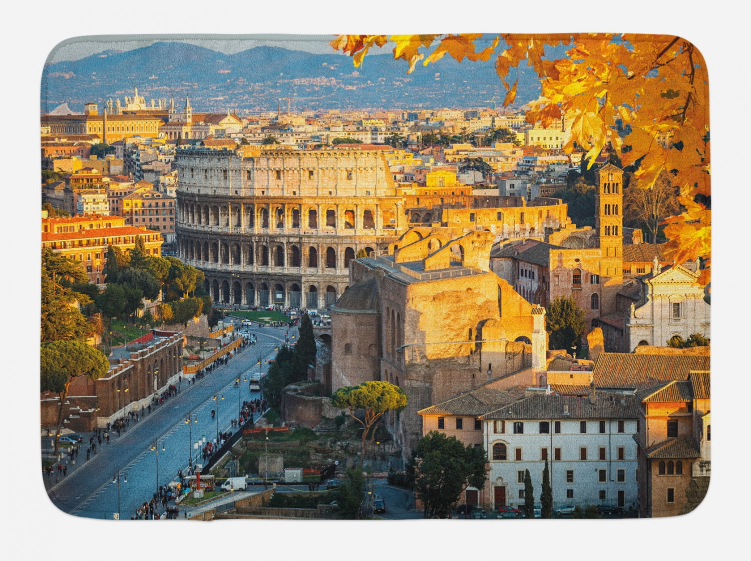 Italy Bath Mat, Colosseum in Rome Amphitheater Ancient Historical ...