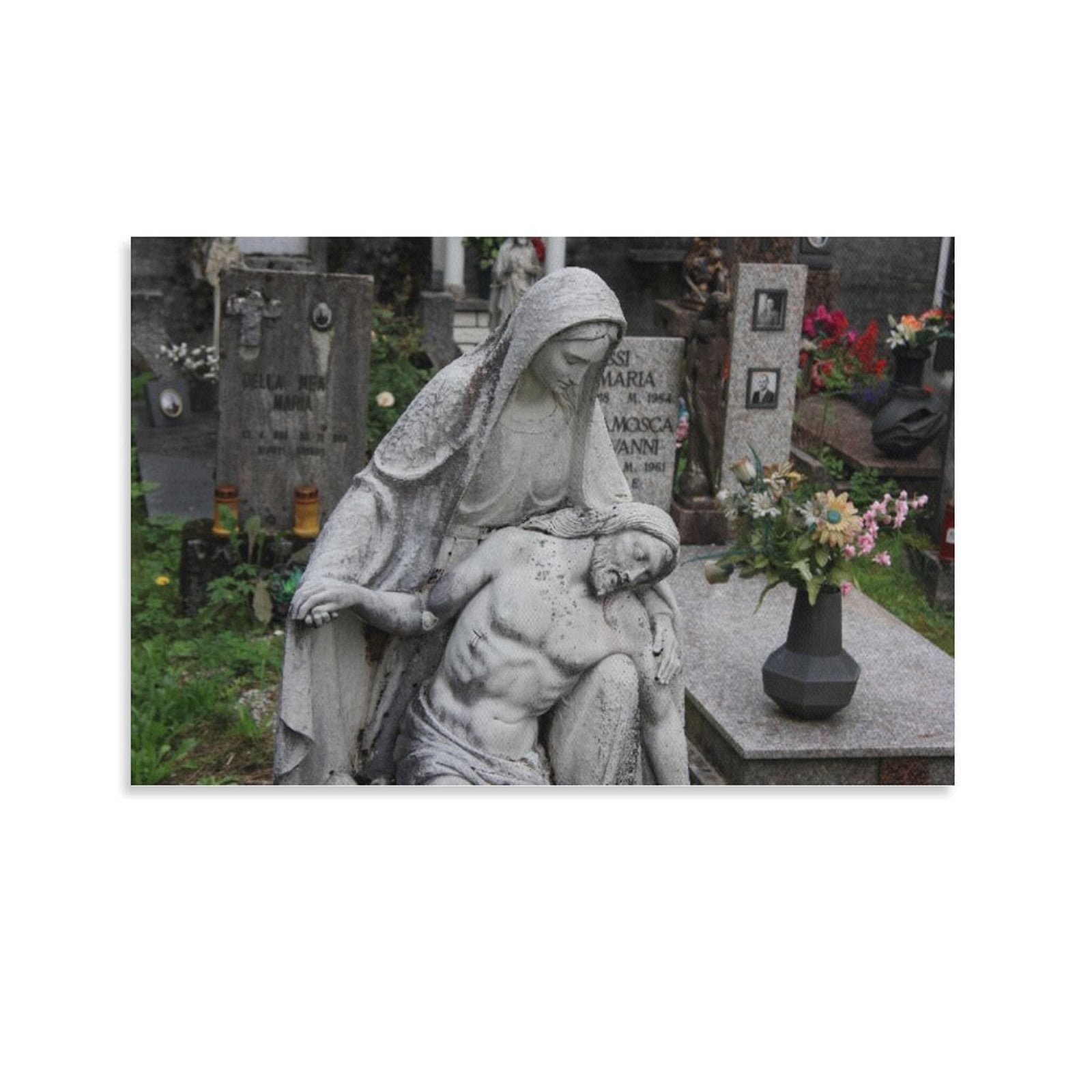 Italy Cemetery Statue Poster Decorative Painting Canvas Wall Art Living ...