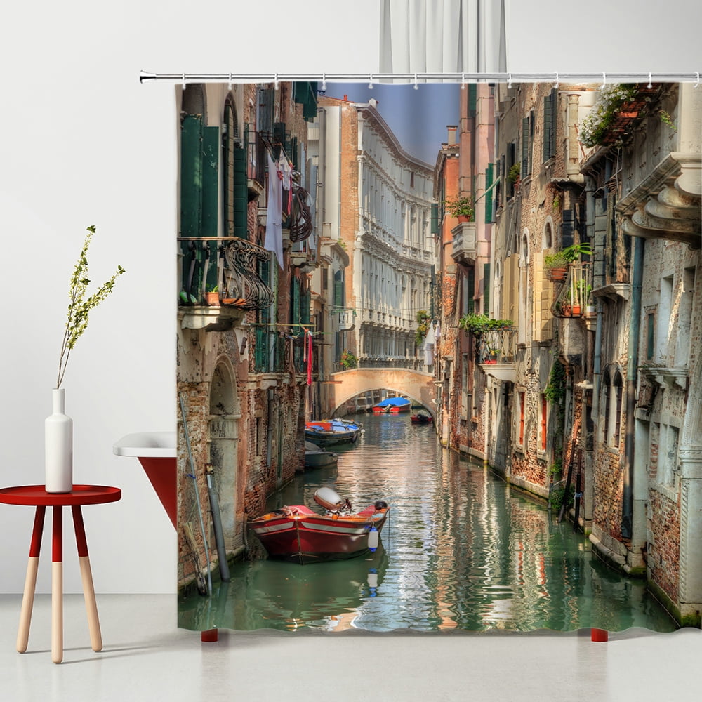 Italy Cityscape Shower Curtain Venice Bathroom r Waterproof Screen ...