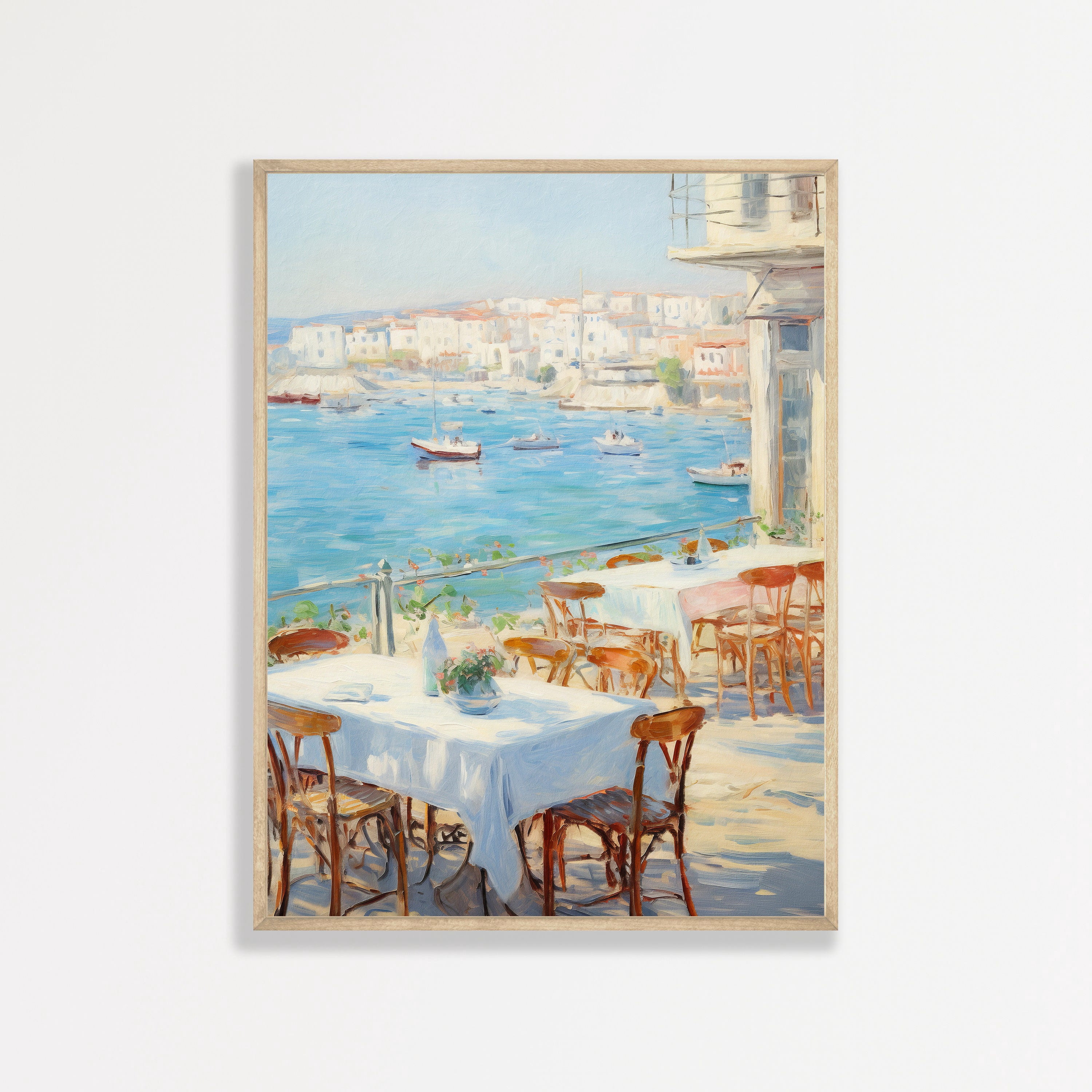 Italy Coastal Wall Art Retro Cafe Scene Print Home Decor Office Wall ...