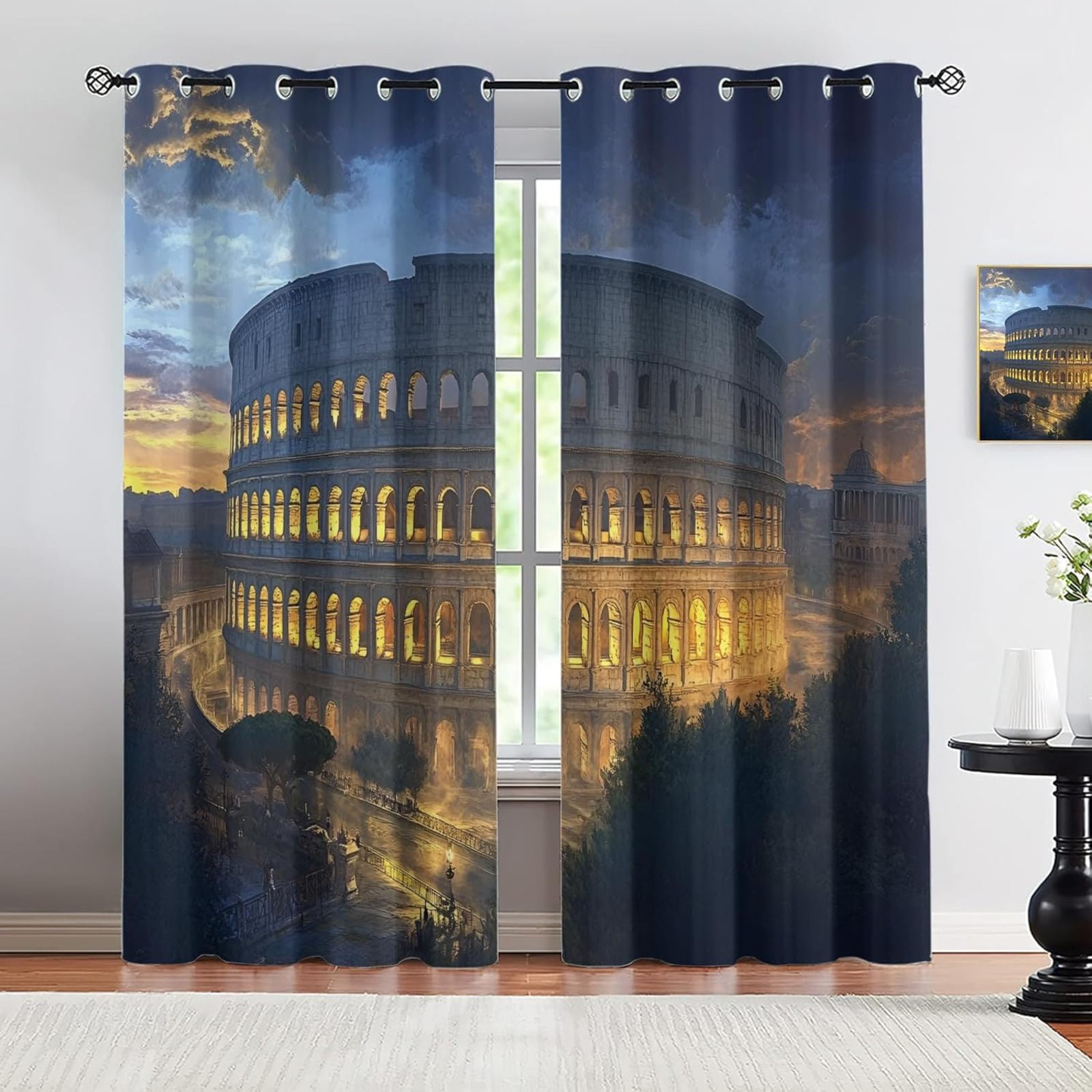 Italy Colosseum Rome Curtains, European Historical Heritage Window ...