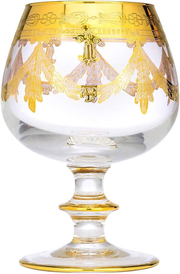 Italy, Crystal Brandy Cognac Snifter, Vintage Design, 24K Gold Hand ...