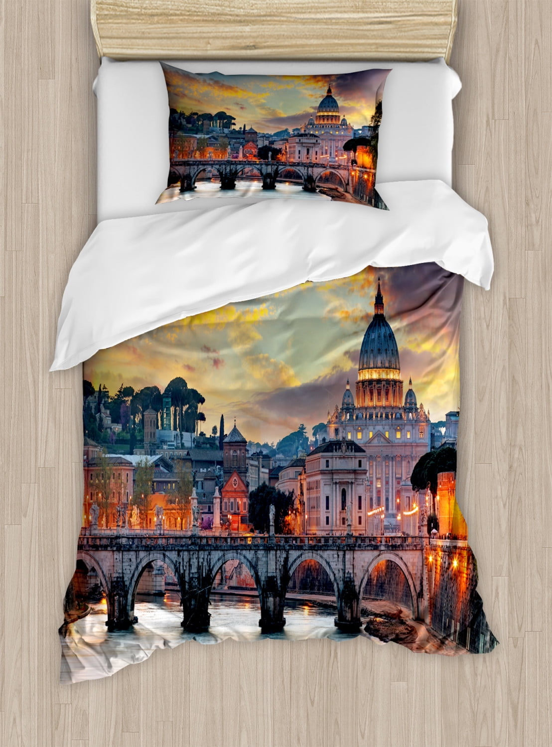 Italy Duvet Cover Set Twin Size, Vatican Rome View in the Evening ...