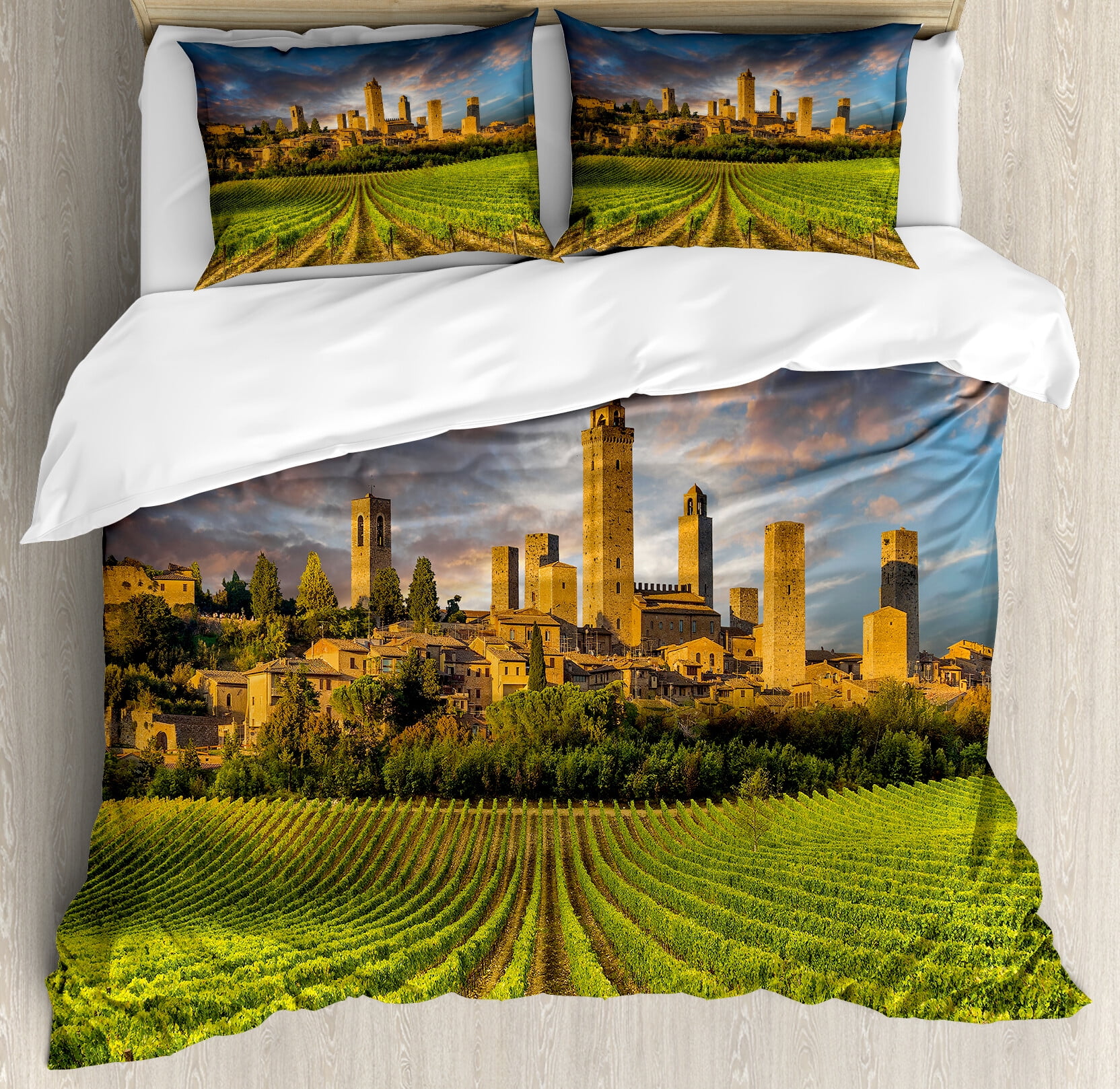 Italy Duvet Cover Set, Vineyards of San Gimignano Tuscany Historic ...