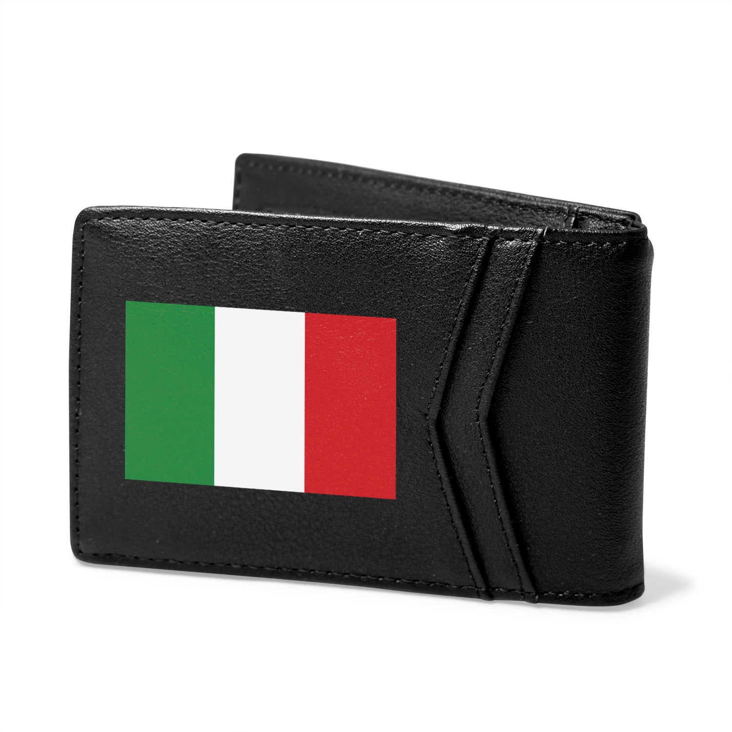 Italy Flag Black PU Leather Slim RFID Resistant Bi-fold Men Wallet ...