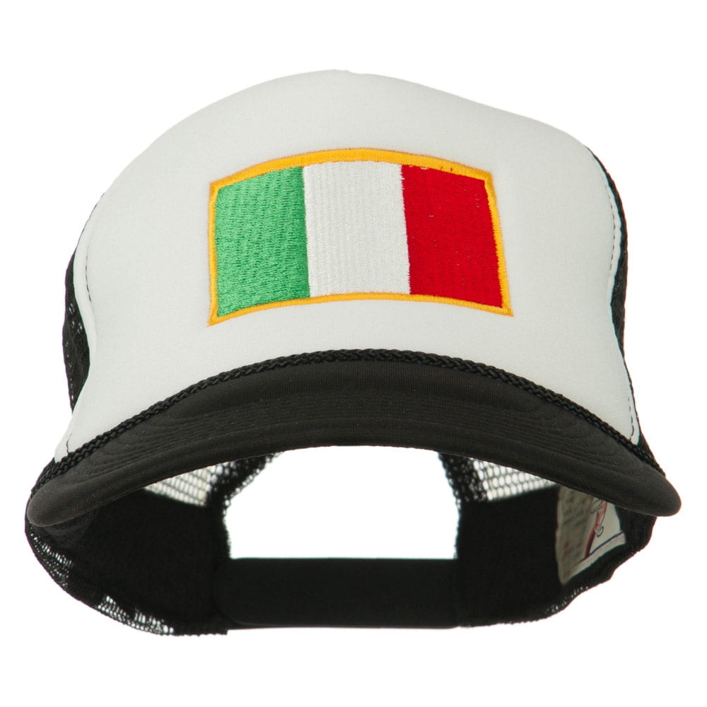 Italy Flag Embroidered Foam Front Mesh Back Cap - Black White OSFM ...