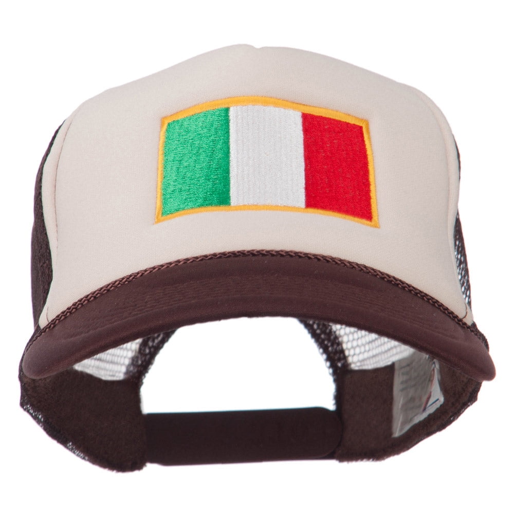 Italy Flag Embroidered Foam Front Mesh Back Cap - Brown Tan OSFM ...
