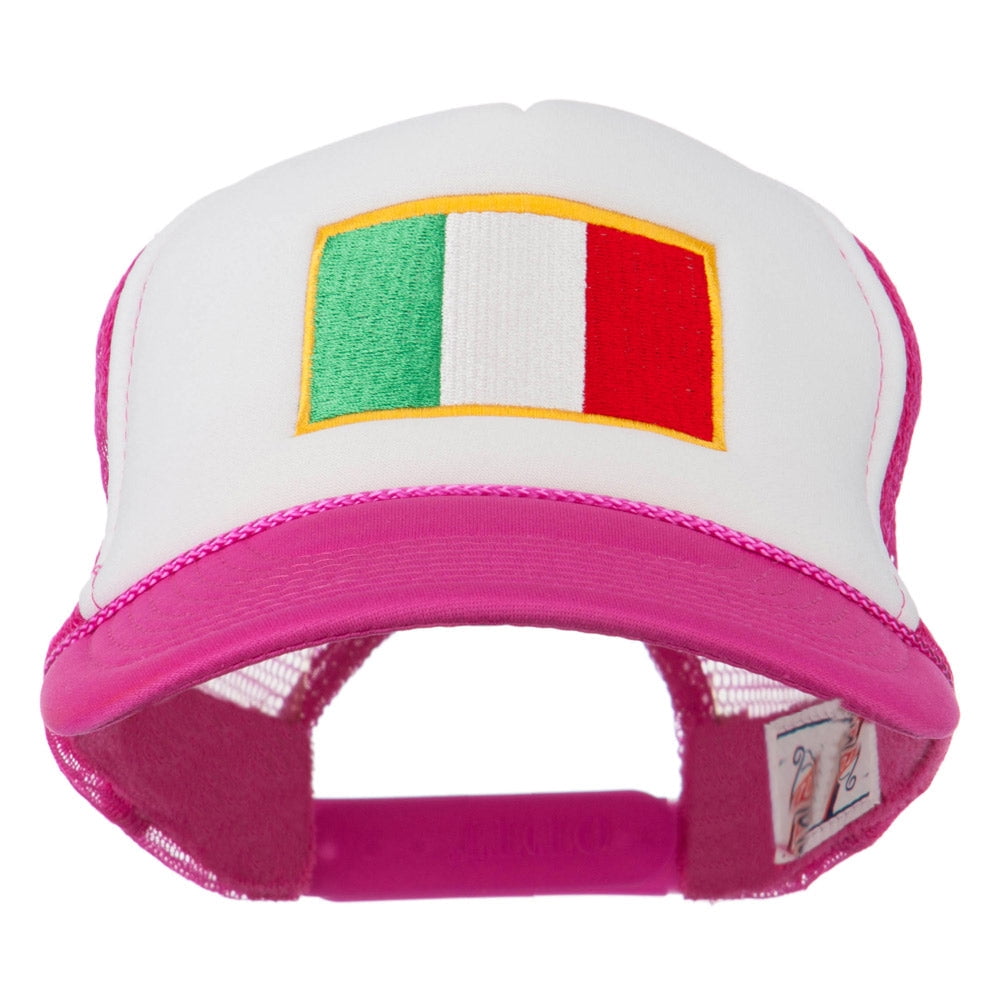 Italy Flag Embroidered Foam Front Mesh Back Cap - Hot Pink White OSFM ...