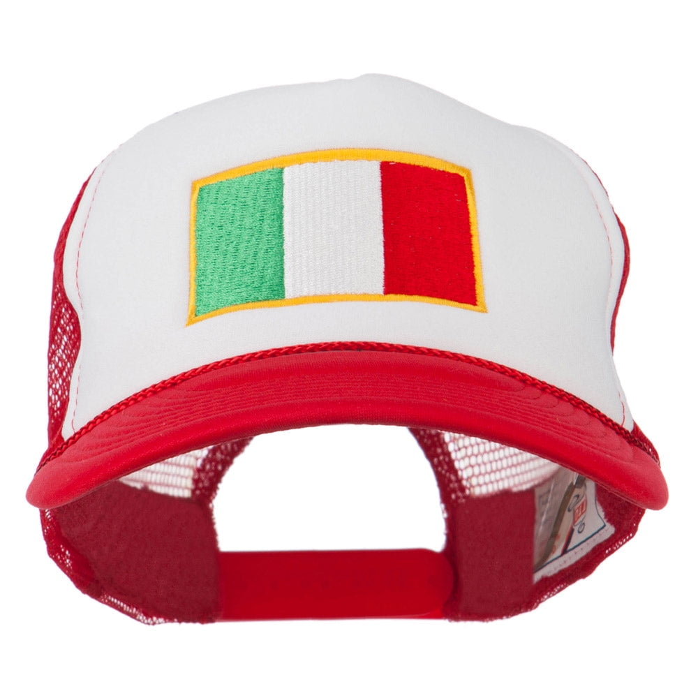 Italy Flag Embroidered Foam Front Mesh Back Cap - Red White Red OSFM ...