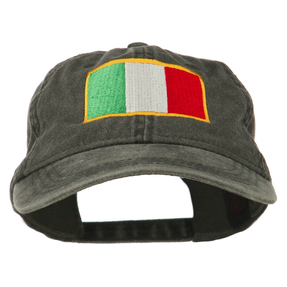 Italy Flag Embroidered Washed Cotton Twill Cap - Black OSFM - Walmart.com