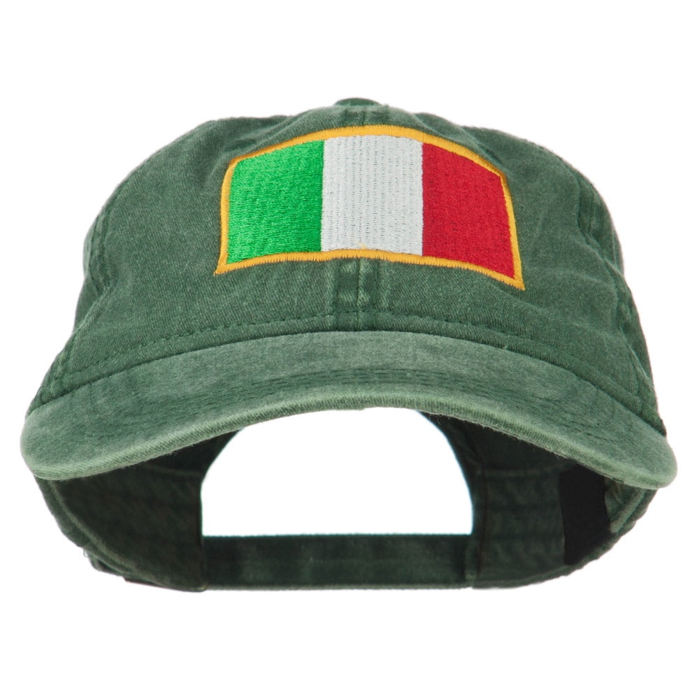 Italy Flag Embroidered Washed Cotton Twill Cap - Dark Green OSFM ...