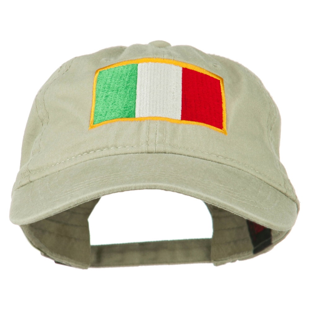 Italy Flag Embroidered Washed Cotton Twill Cap - Khaki OSFM - Walmart.com