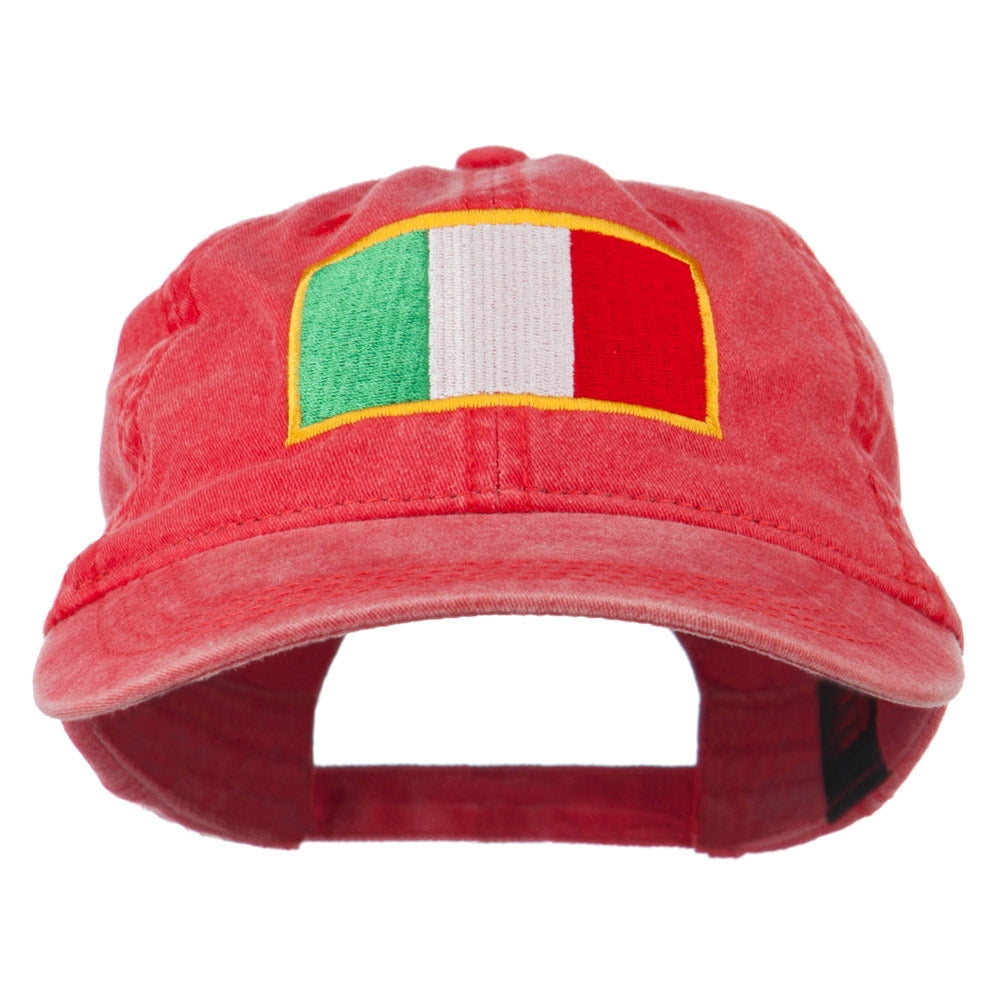 Italy Flag Embroidered Washed Cotton Twill Cap - Red OSFM - Walmart.com