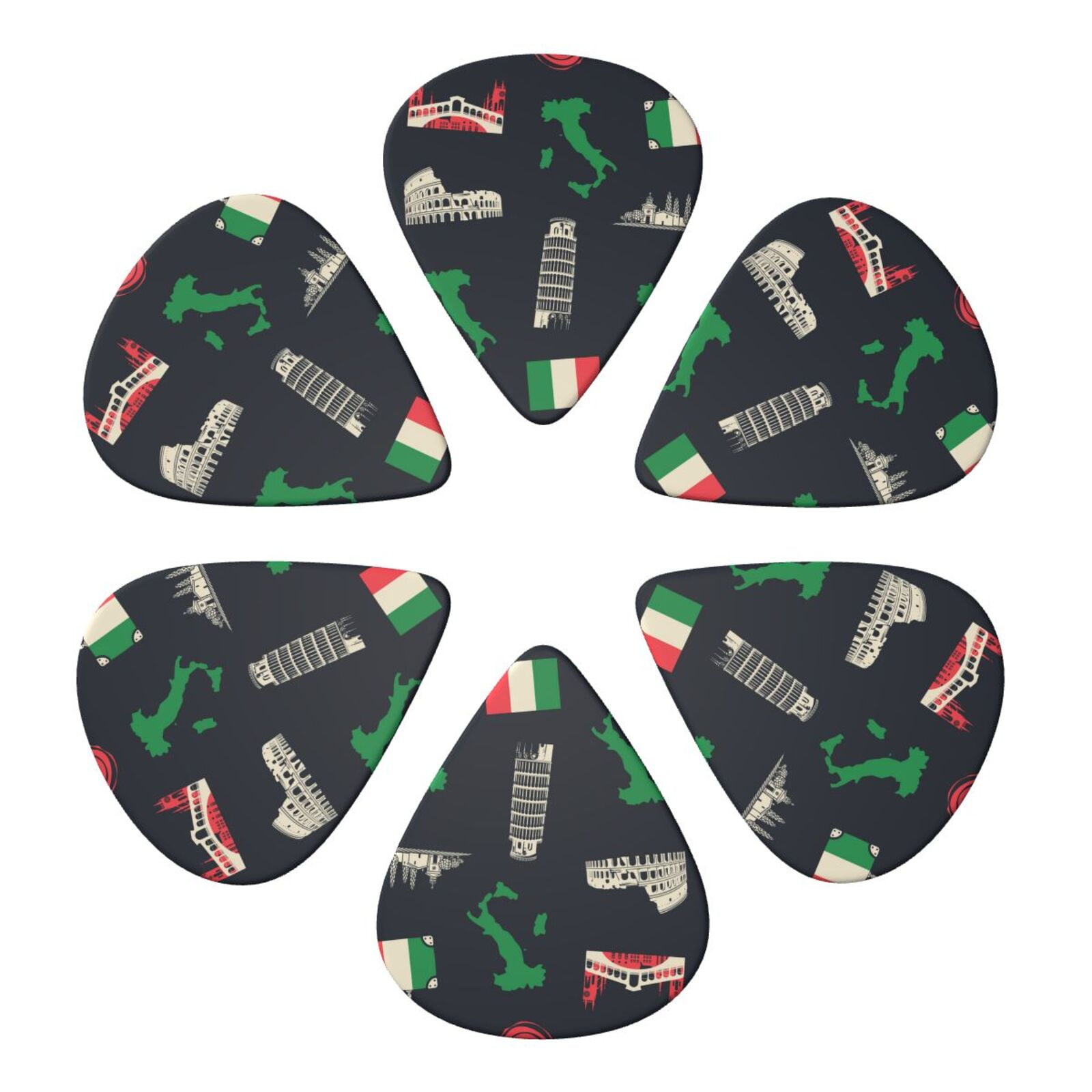Italy Flag Map Italian Black Retro Guitar Pick 6 Pack for Bass Acoustic ...