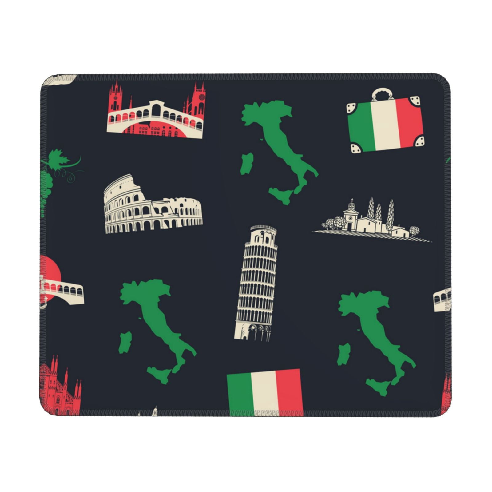 Italy Flag Map Italian Black Retro Mouse Pad Non-Slip Rubber Gaming ...