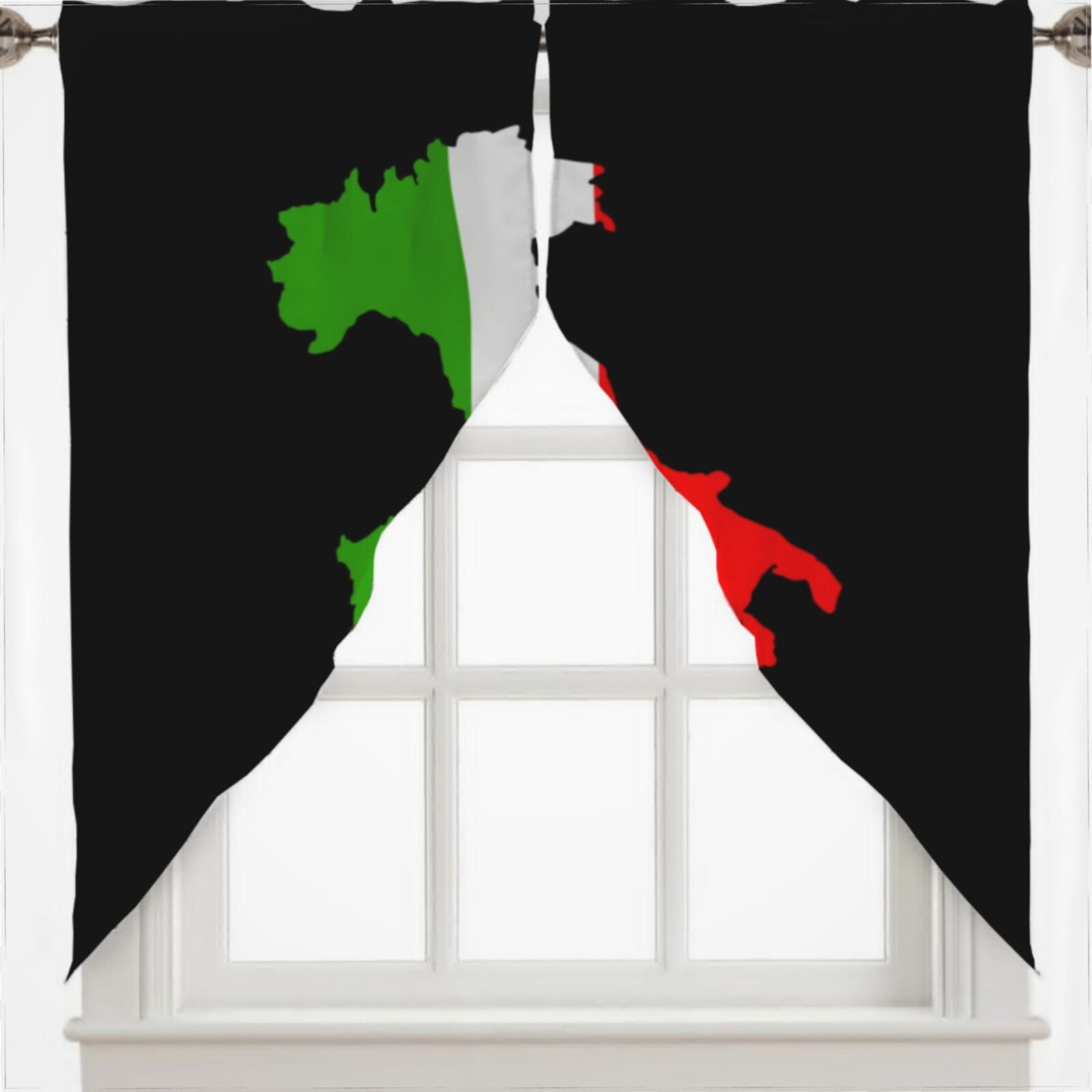 Italy Flag Map Swag Valances For Windows 2 Pack For Kitchen Living Room ...