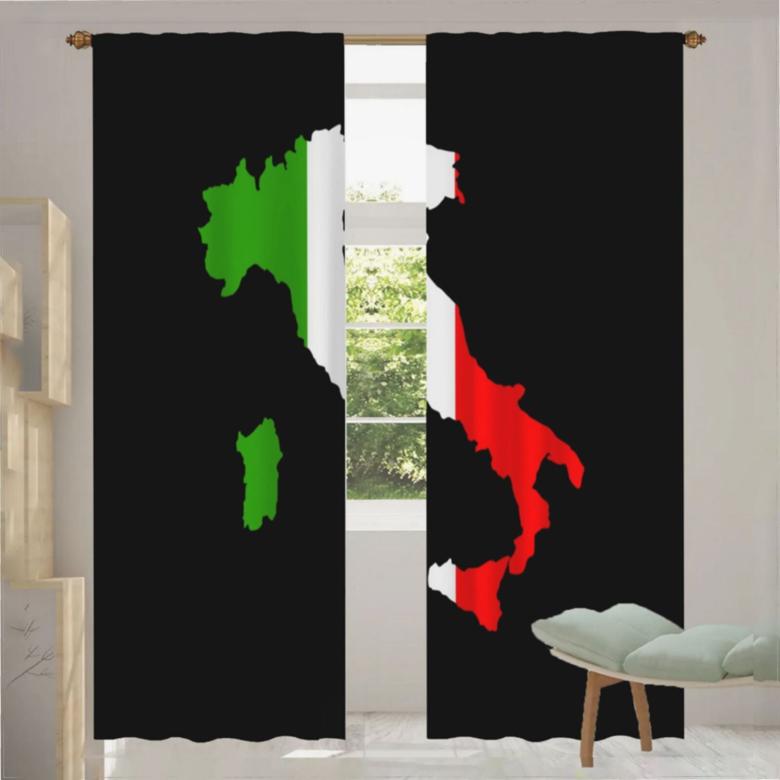 Italy Flag Map Window Tulle Curtains for Living Room Kitchen Modern ...