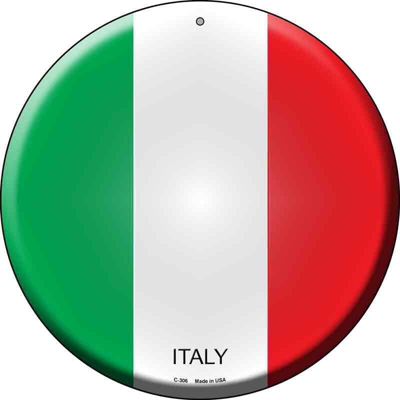 Italy Flag Novelty Round Circular Metal Sign Home Garage Wall Decor ...