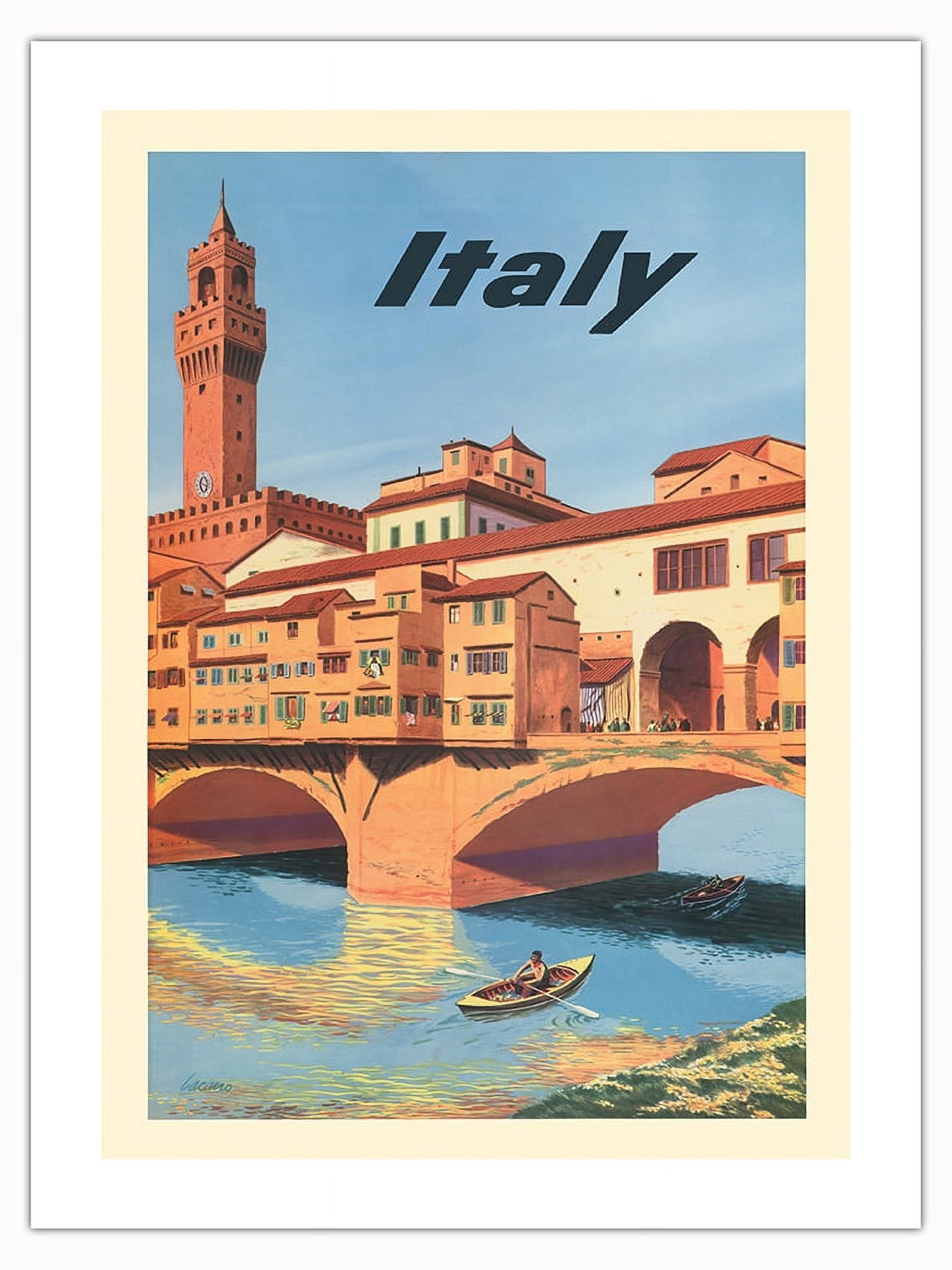 Italy Florence Firenze - Vintage Travel Poster by Frank Lacano c.1950s - Fine Art Matte Paper ...