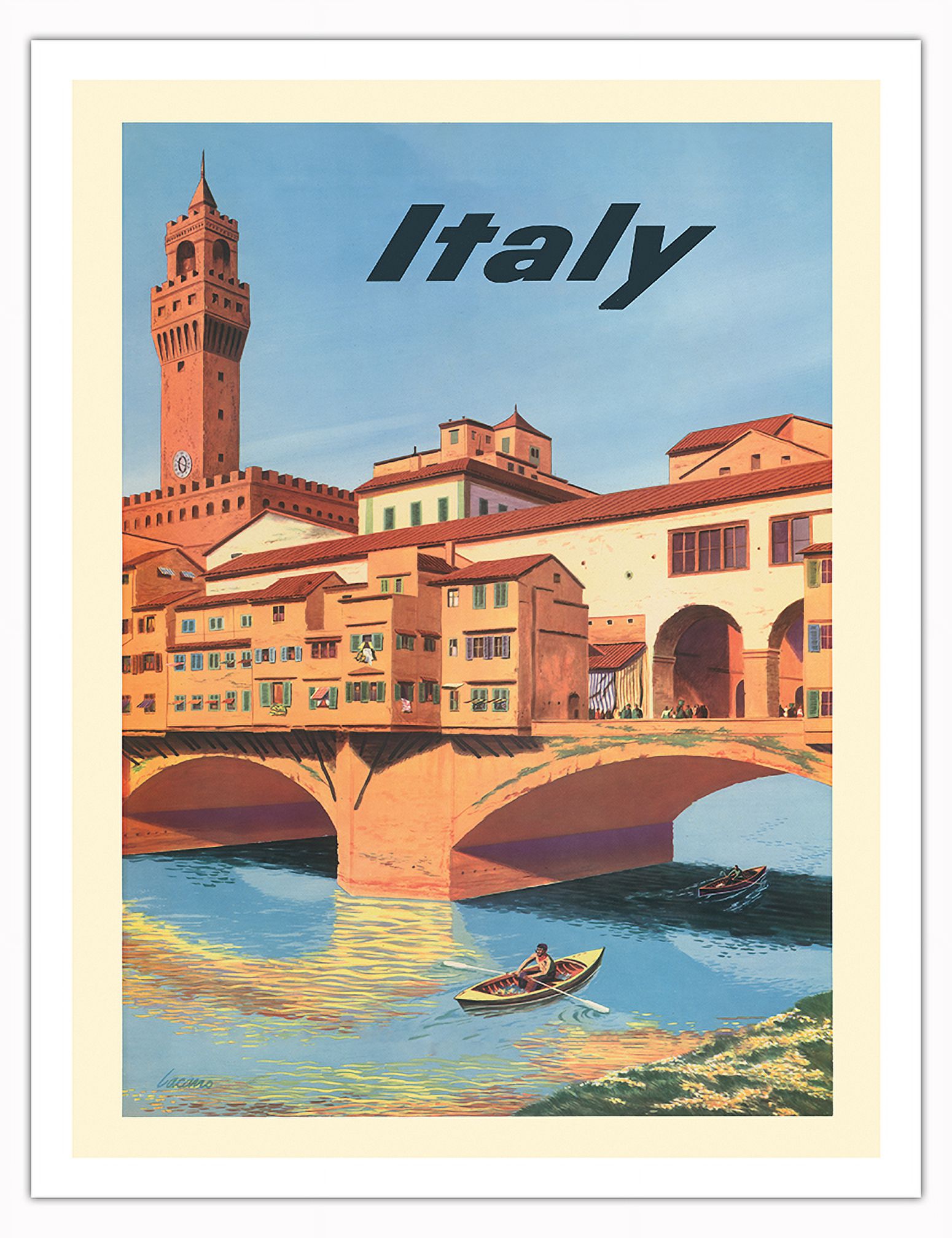 Italy Florence Firenze - Vintage Travel Poster by Frank Lacano c.1950s ...