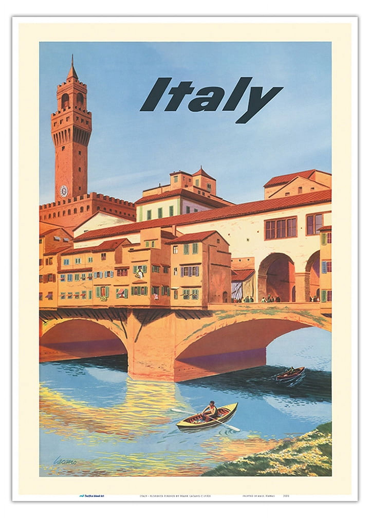 Italy Florence Firenze - Vintage Travel Poster by Frank Lacano c.1950s ...