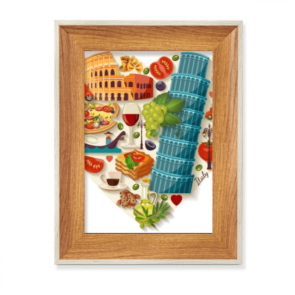 Italy Heart Roman Theater Desktop Wooden Photo Frame Display Picture ...