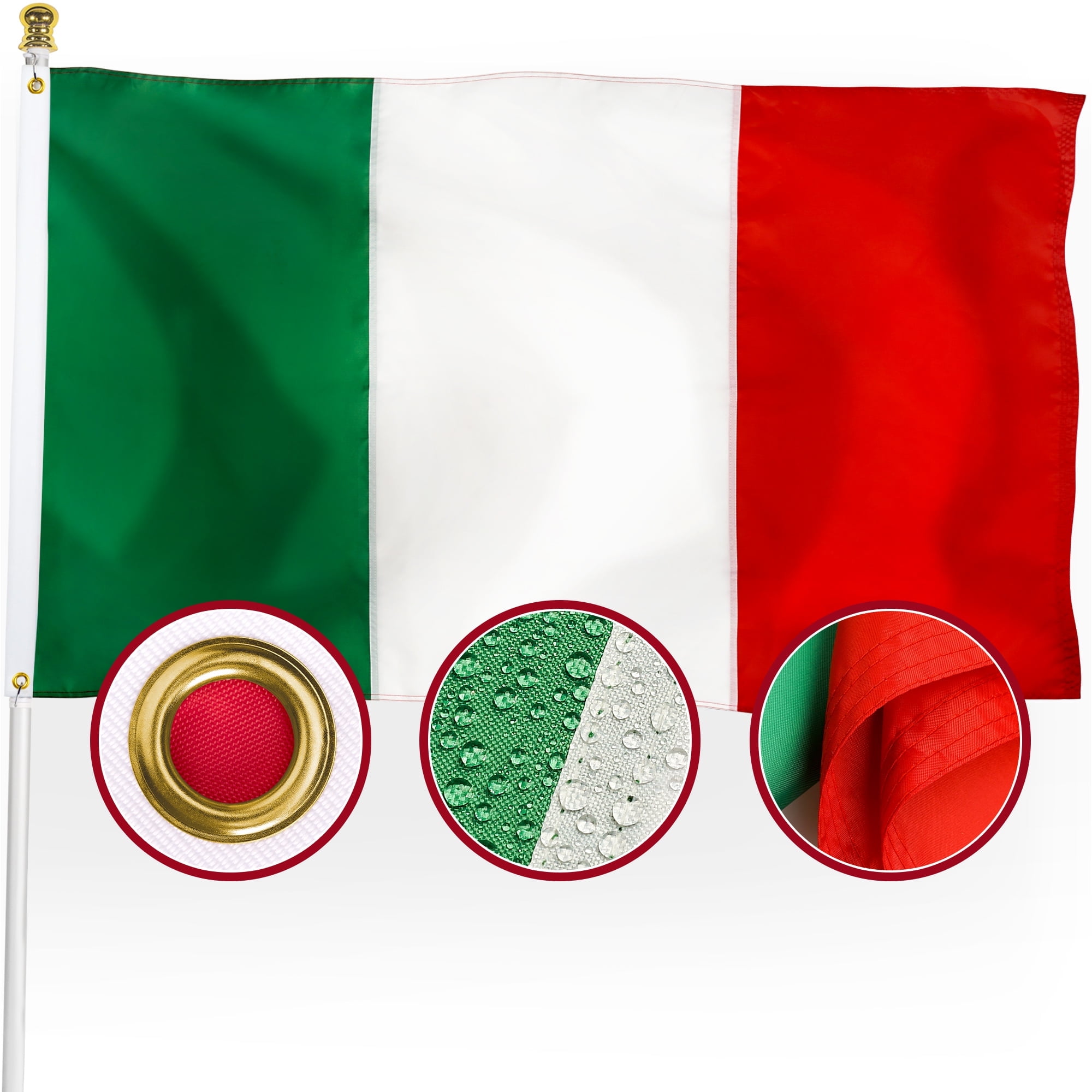Italy Italian Flag 3x5 Outdoor, Double Sided 210D Nylon Italy National ...