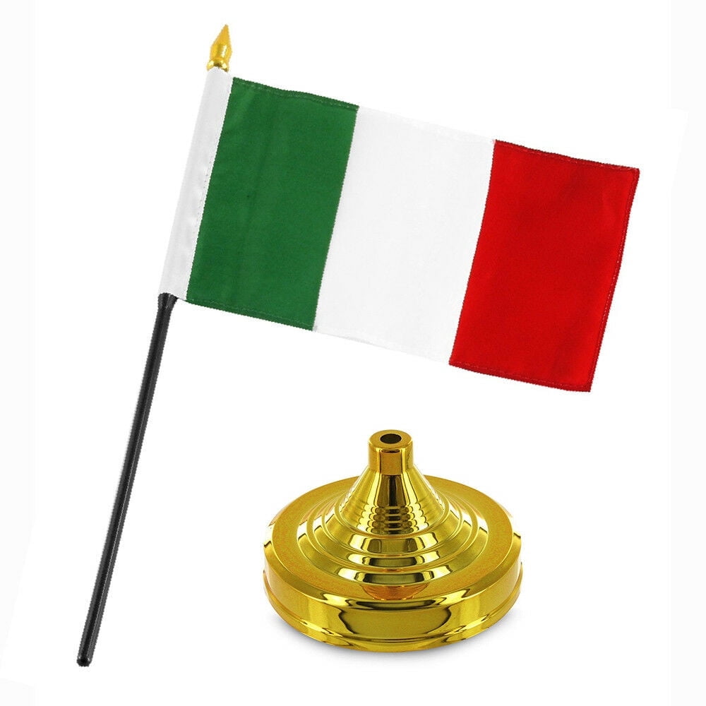 Italy Italian Flag 4"x6" Desk Set Table Stick Gold Base (premium ...