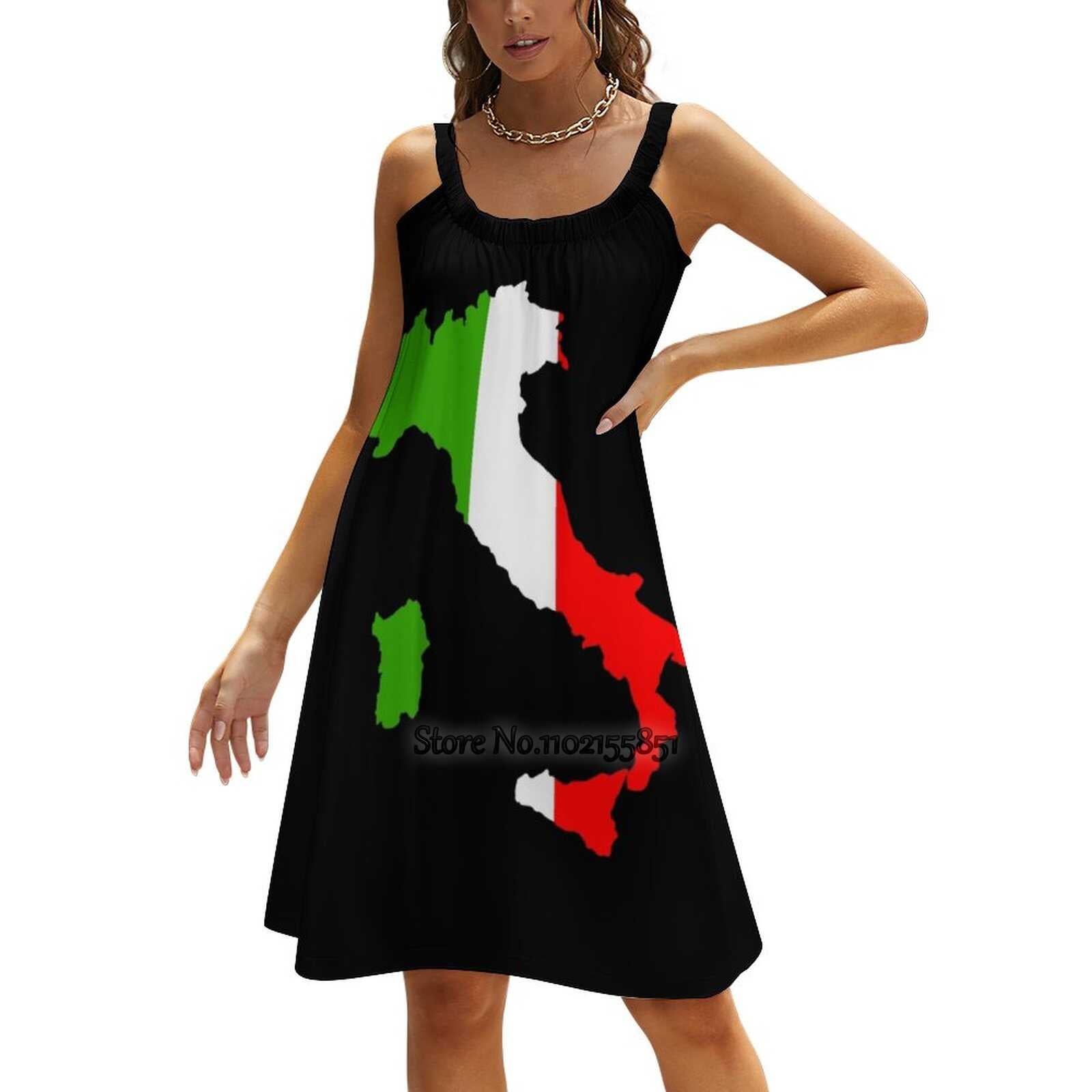 Italy Italian Flag Back Lacing Backless Dress Square Neck Dress Evening ...