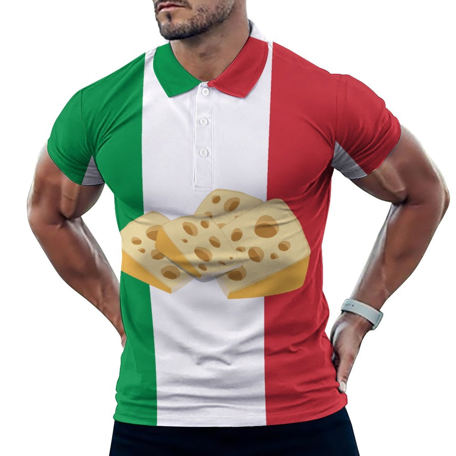 Italy Italian Flag Cheese Men's Golf Polo Shirts Short Sleeve Quick Dry ...
