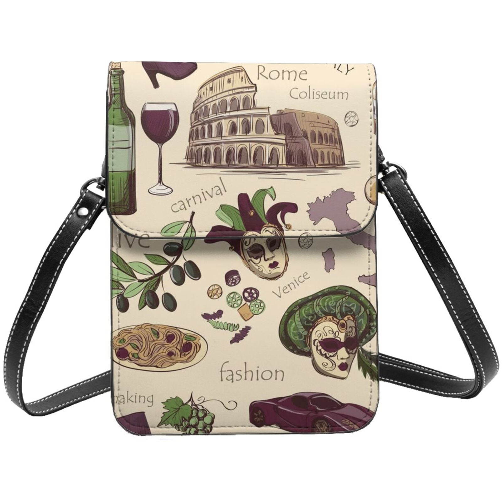 Italy Italian Pattern Vintage Cell Phone Purse Small Crossbody Bag with ...