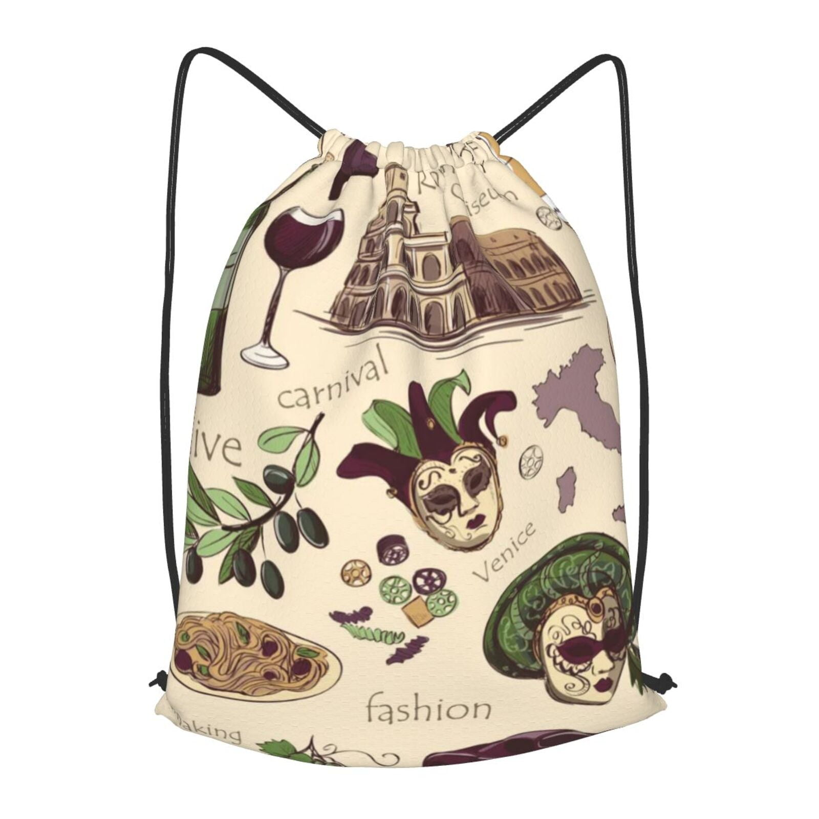 Italy Italian Pattern Vintage Drawstring Backpack Gym String Bag Sports ...